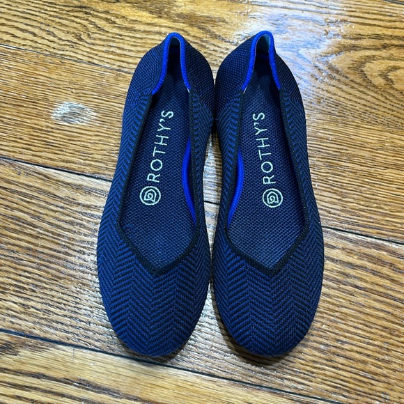 Rothy's | Shoes | Rothys Navy Blue And Black Ballet Flats Textile Upper ...